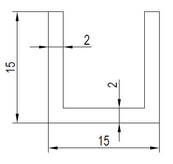 FINITURE U-profiel 15x15x15 (binnenmaat 11), lengte 3000 mm - mat ...